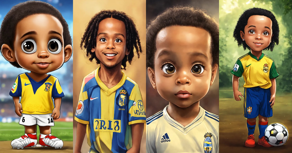 Lexica - Ronaldinho cute baby cartoon big eyes realist