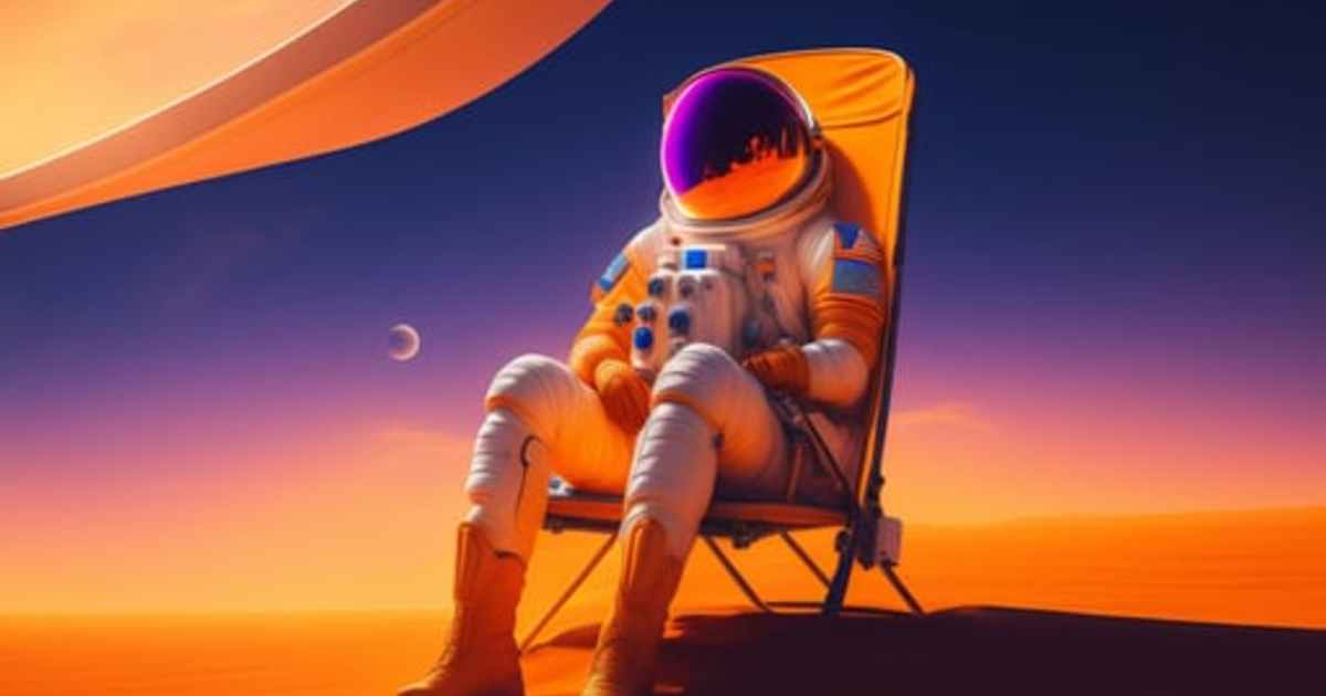 Lexica - An astronaut resting on mars in a beach chair, vibrant ...