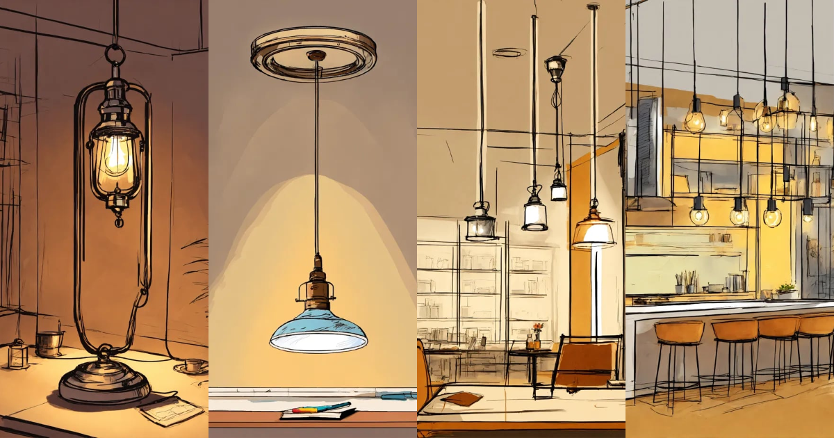 Lexica - In a sketch style draw a long hanging lamp
