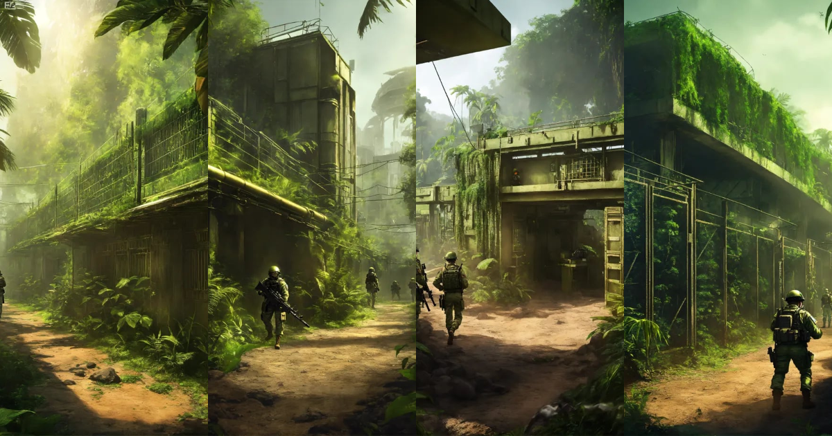 Lexica - Active sci fi military jungle compound, military fence, jungle ...