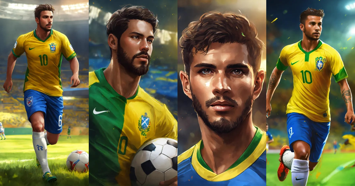 Lexica - Brasilian soccer player digital art, realistic painting, dnd ...