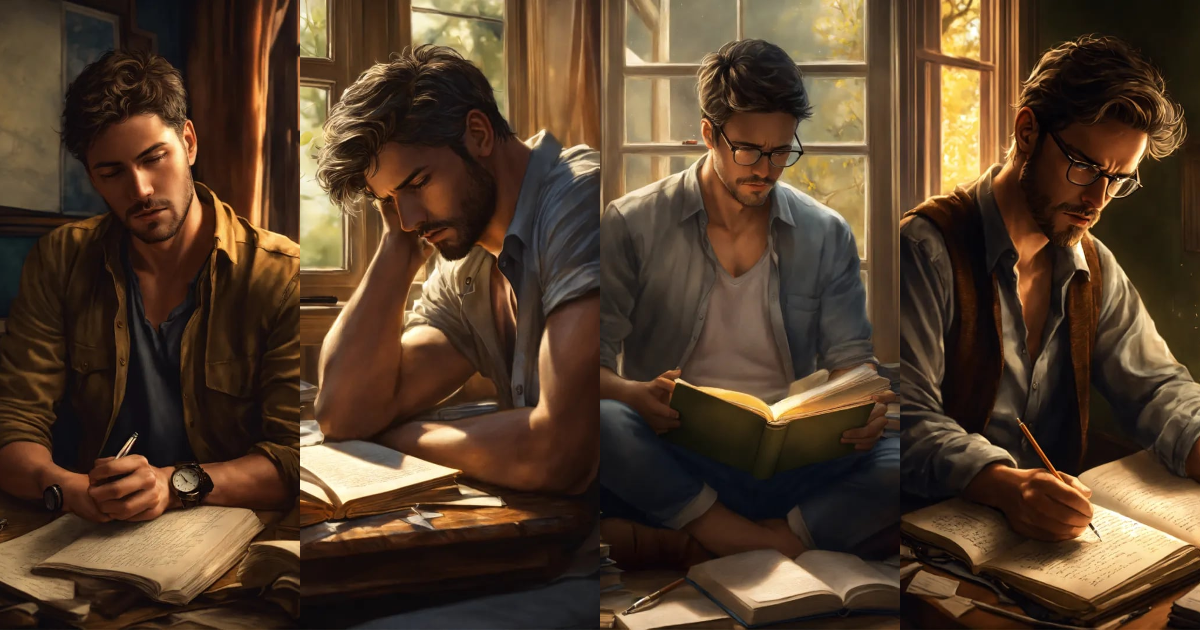 Lexica - A frustrated male writer with depression, beautiful ...