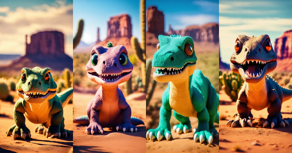 Lexica - An adorable and fluffy t-rex dinosaur with big color eyes, in ...