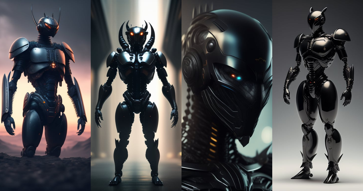 Lexica - Humanoid with 4 arms, grey skin, black eyes, insect like ...