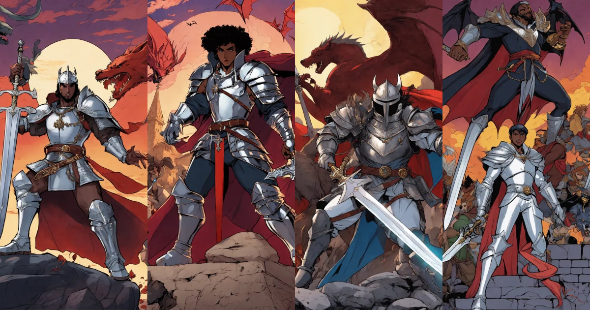 Lexica - 80s anime style black characters white holy knight with holy ...