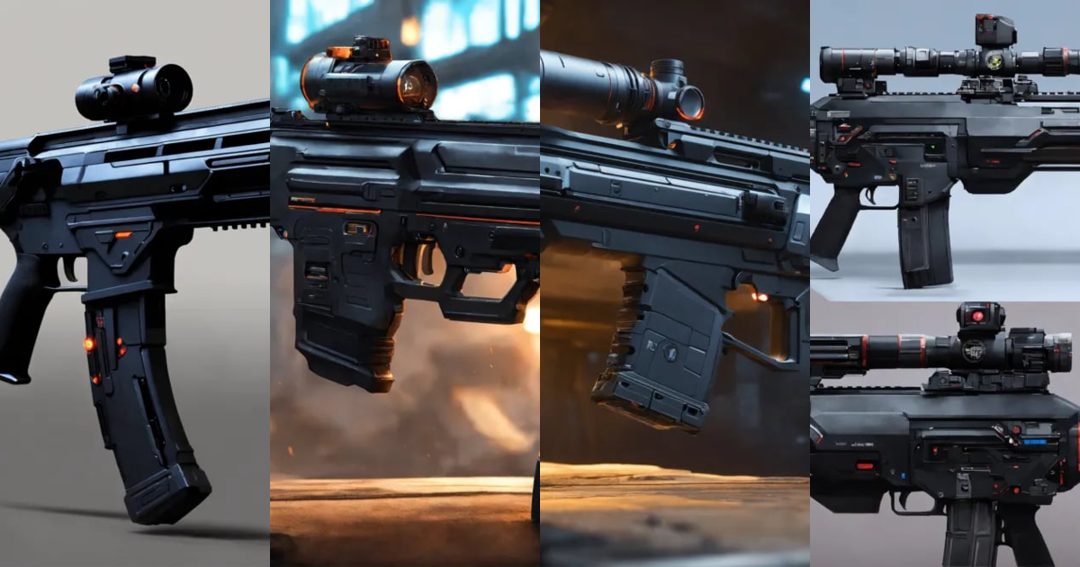 Lexica - Side view of the full image of a black sci fi energy assault ...