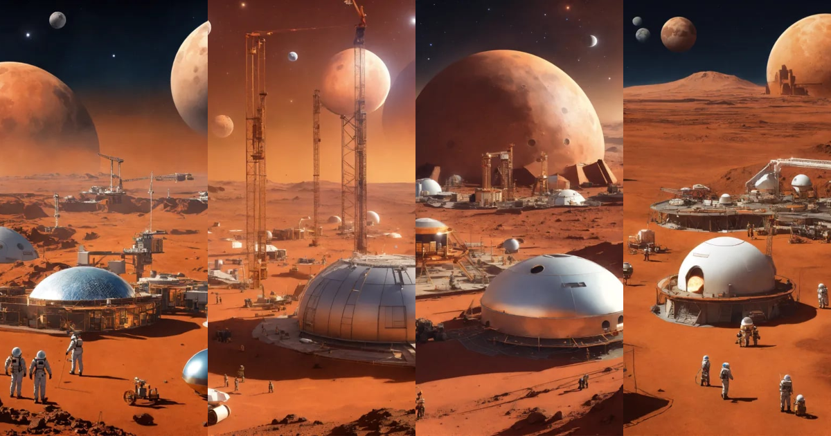 Lexica - Picture of construction on mars using space age technology ...