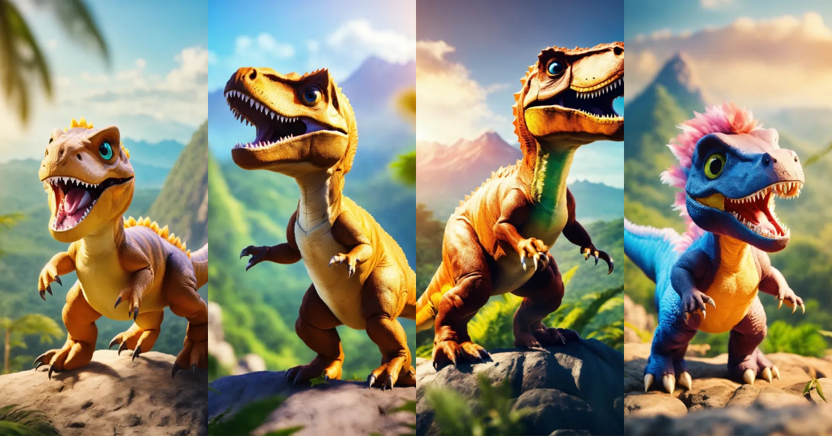 Lexica - An adorable and fluffy baby t-rex dinosaur with big color eyes ...