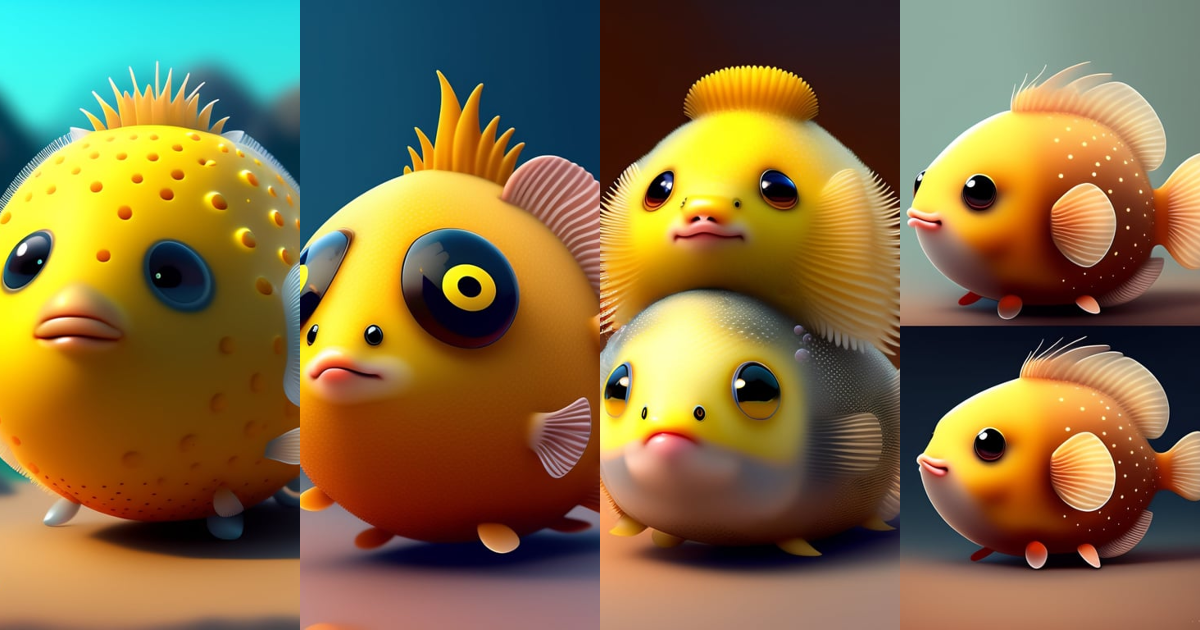 Lexica - Cute and adorable cartoon puffer fish baby, fantasy, dreamlike ...