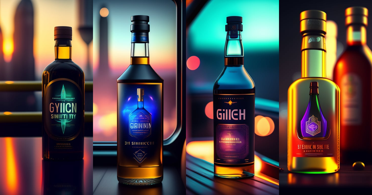 Lexica - Image of a bottle of gin on the deck of a spaceship with a ...