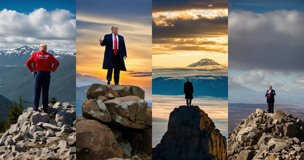 Lexica - Donald trump on top of mountain
