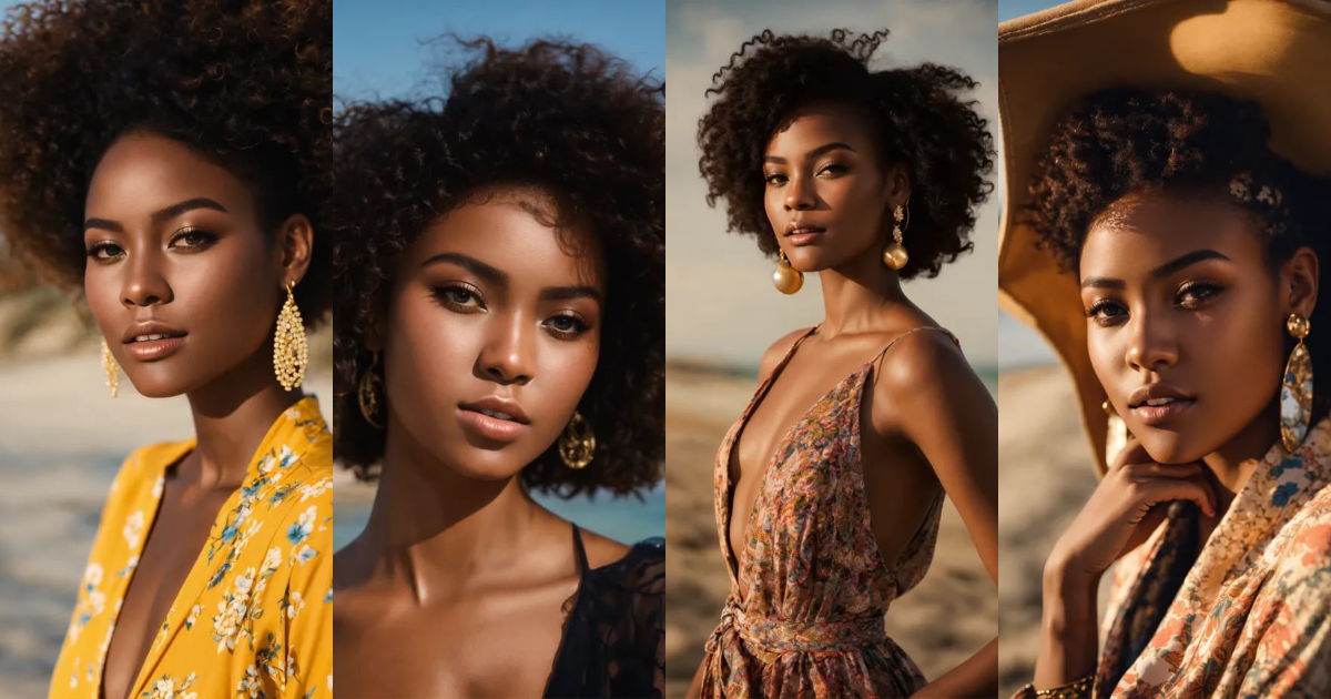 Lexica - Portrait of beautiful black woman fashion model , dreamy ...