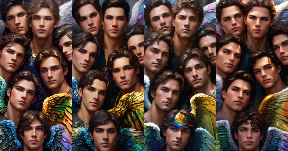 Lexica - Group of 7 gorgeous and perfect male angels, detailed and ...