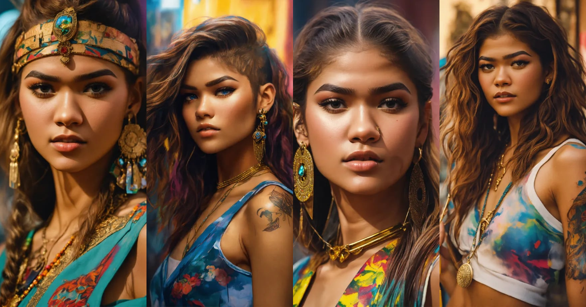 Lexica - A painting style of "Zendaya" in behance hd, cmyk portrait ...