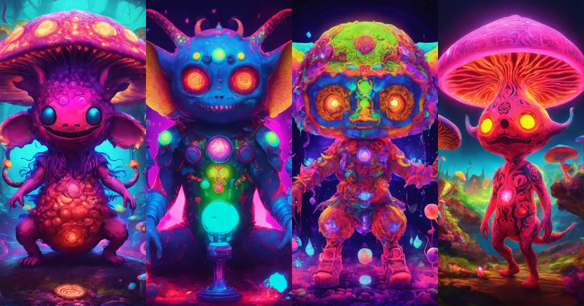 Lexica - Full body Kawaii Bahpomet in Fluorescent Psilocybin demon ...