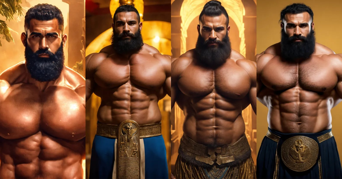 Lexica - 35-year-old hairy Ancient Egyptian man with big muscles, big ...