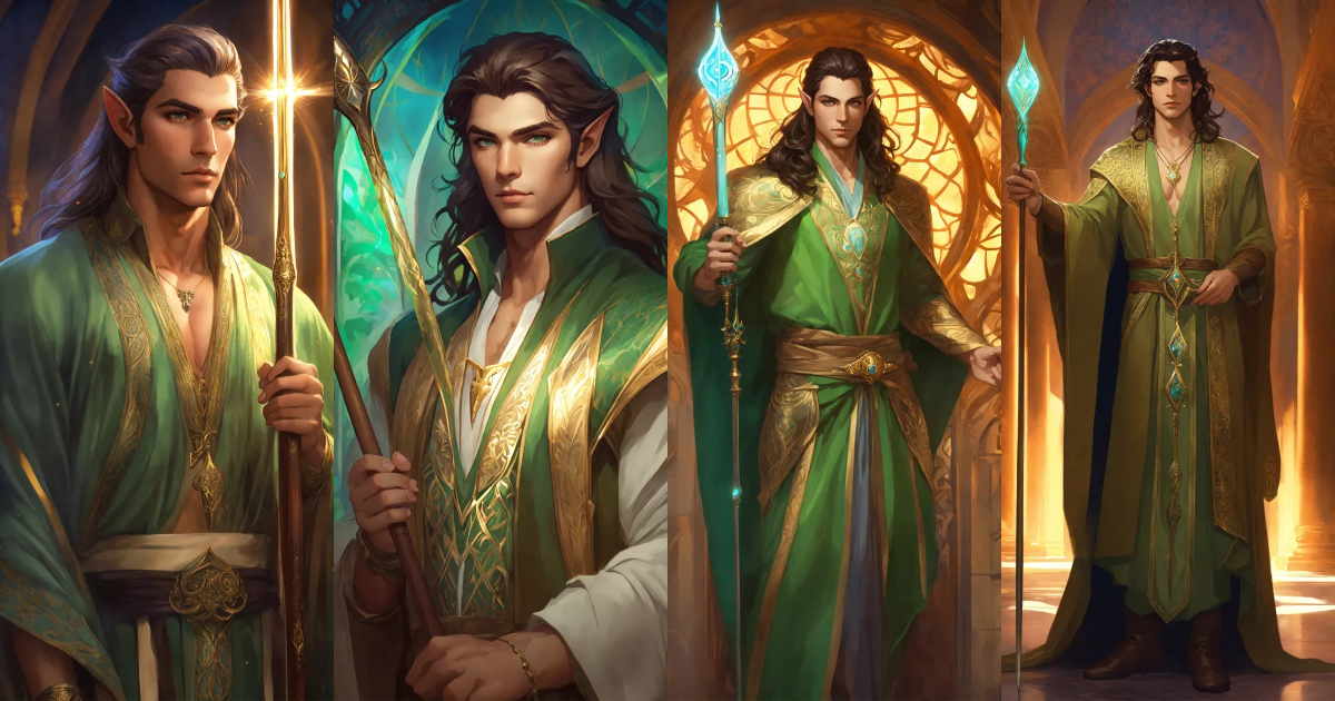 Lexica - Handsome Persian Male Elf Wizard with magical wand, high ...