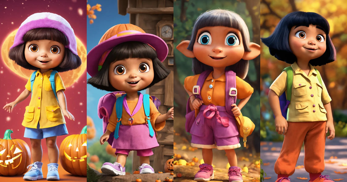 Lexica - Dora the explorer as a cute centenarian, cartoon effect ...