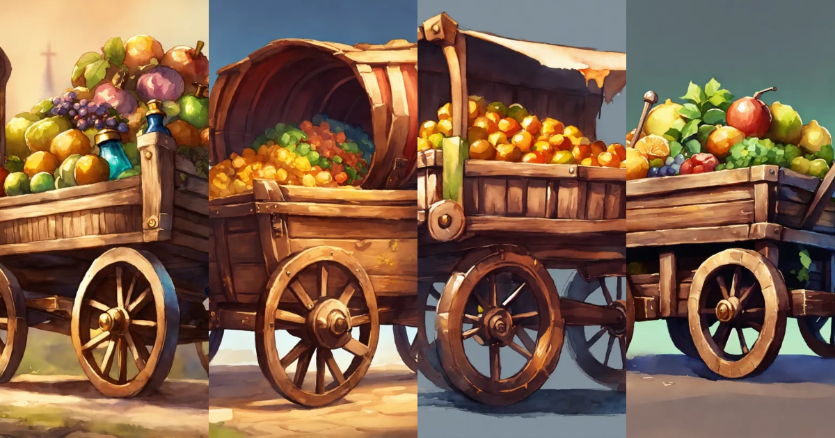 Lexica - Small merchant Handcart, game icon, fantasy style, digital ...