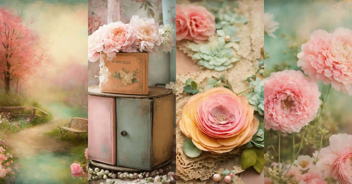 Lexica - Shabby chic dreamy mist pastel junk journals Brudeparret Tegn ...