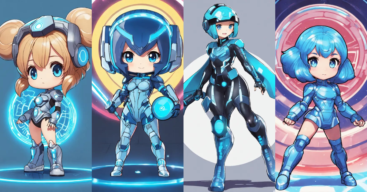Lexica - 90s anime chibi kawaii Tron woman blue holding a disc, full ...