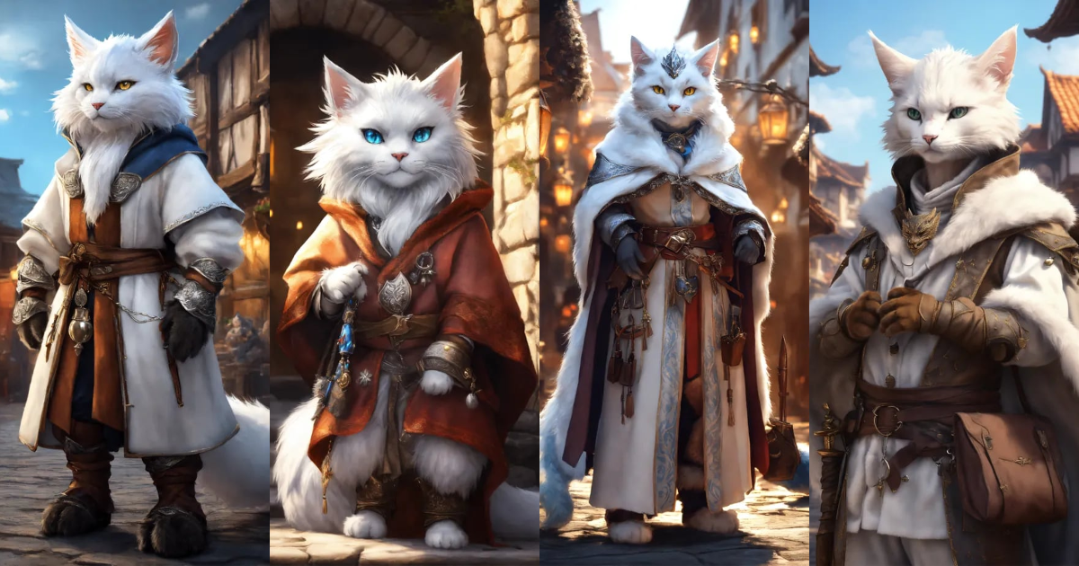 Lexica - Sorcerer Humanoid Cat Furry, White Fur, Silver Dragon Heritage ...