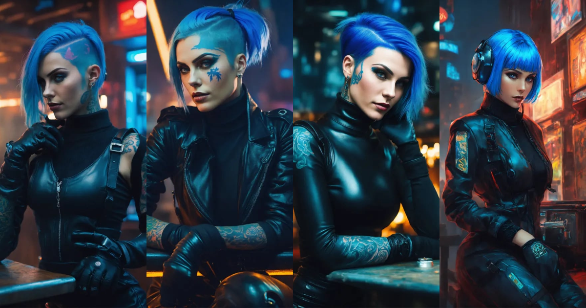 Lexica - Cyberpunk Russian named Katya cyberpunk with steel blue hair ...