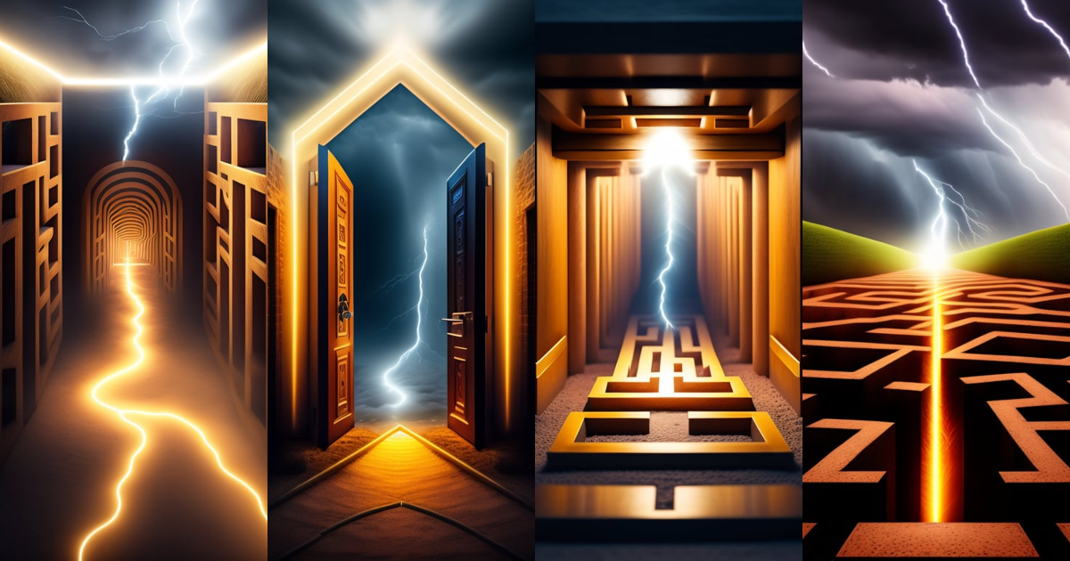 Lexica - A bolt of lightning shooting through a maze, taking the ...