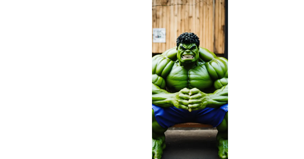 Lexica - Photography, Hulk being a sumo sitting on a bench, camera in ...