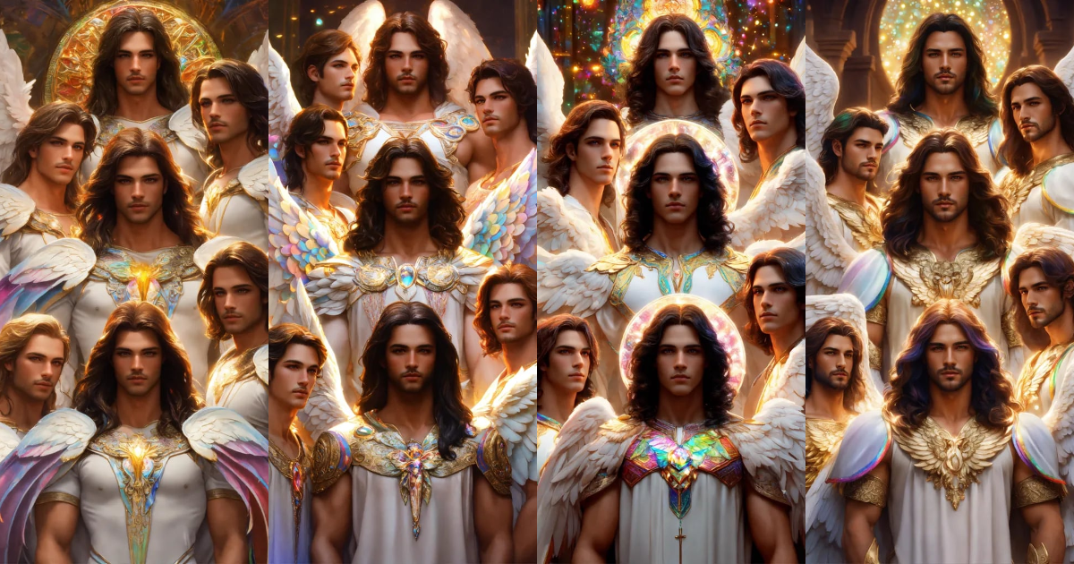Lexica - Group of 7 beautiful and perfect male Angels, detailed and ...