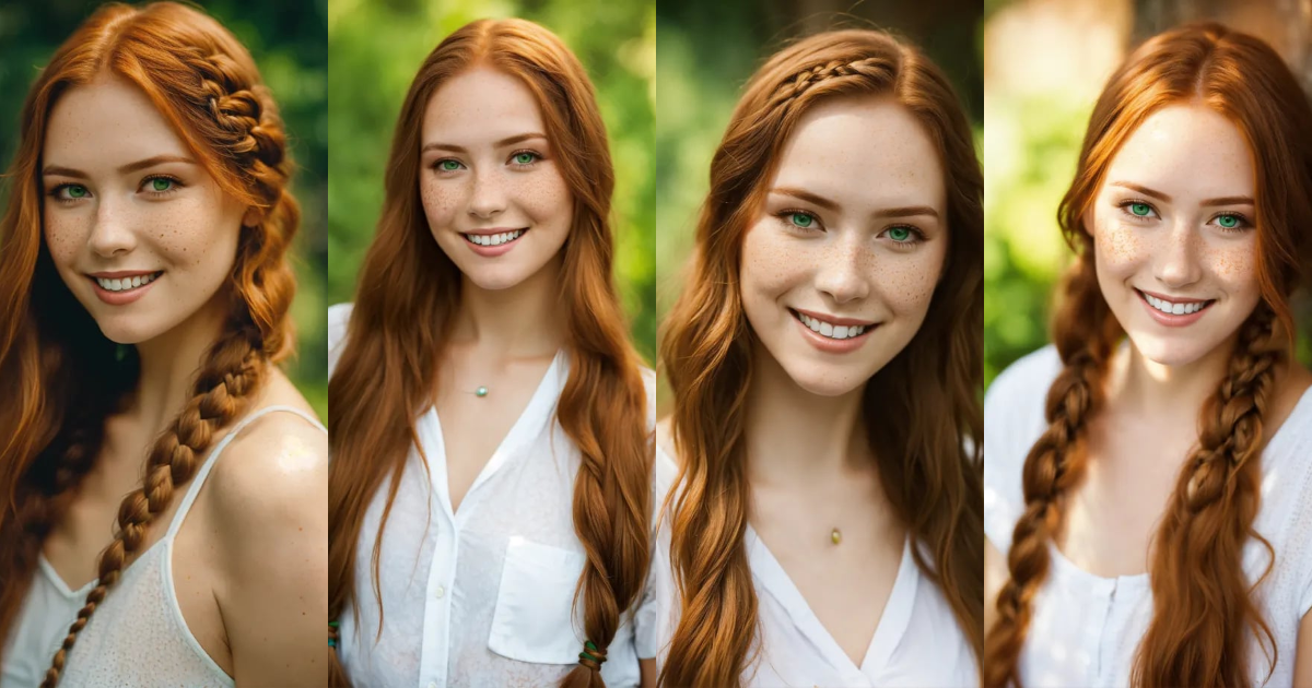Lexica - Portrait of a very nice and cute young woman, long dark ginger ...