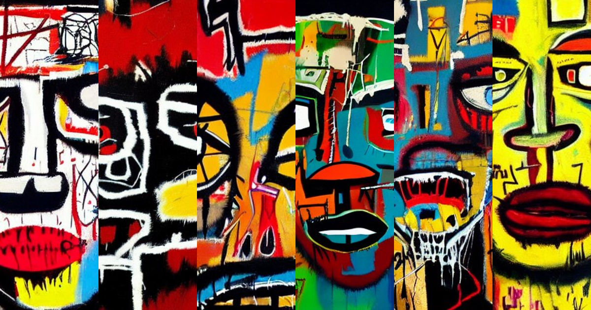 Lexica - Gritty splattered punk painting of a geometric face with ...