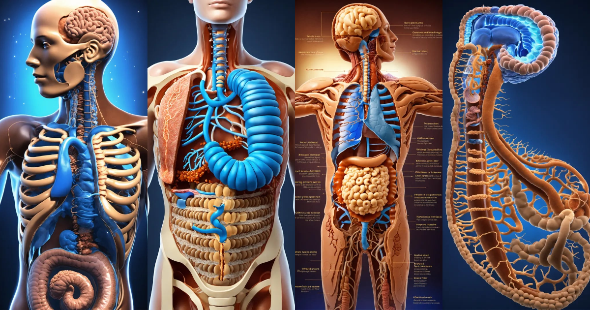 Lexica - Anatomy of the human digestive system, with blue lights and ...