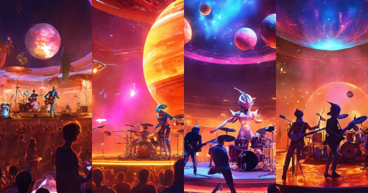 Lexica - Band playing on stage at a concert on venus, its like a rave ...