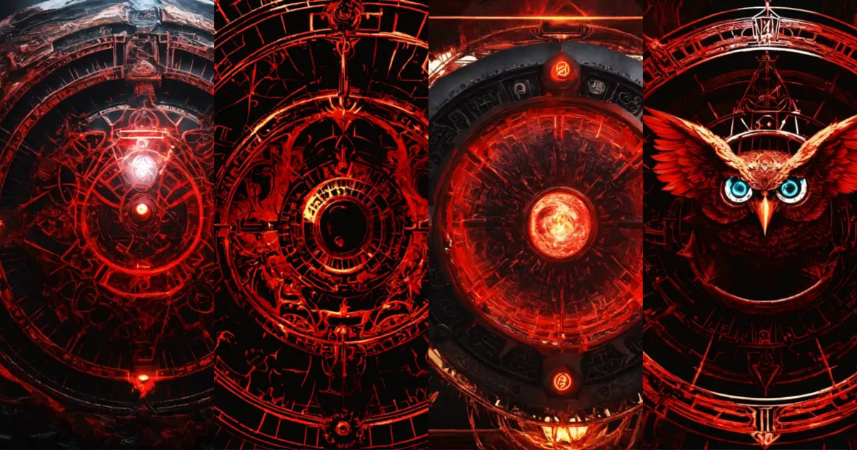 Lexica - Dark Evil Black, Red and black digital occultic sigil owl ...