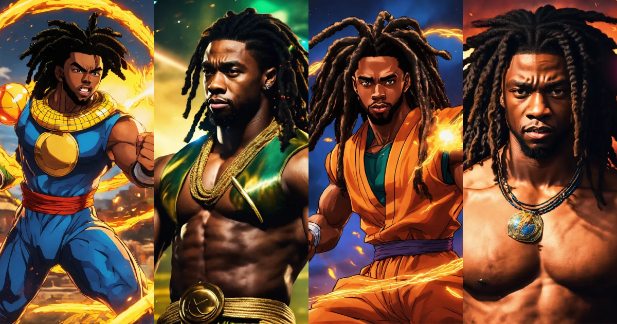 Lexica - Dragonball Z effects, long dreadlocked Chadwick Boseman ...