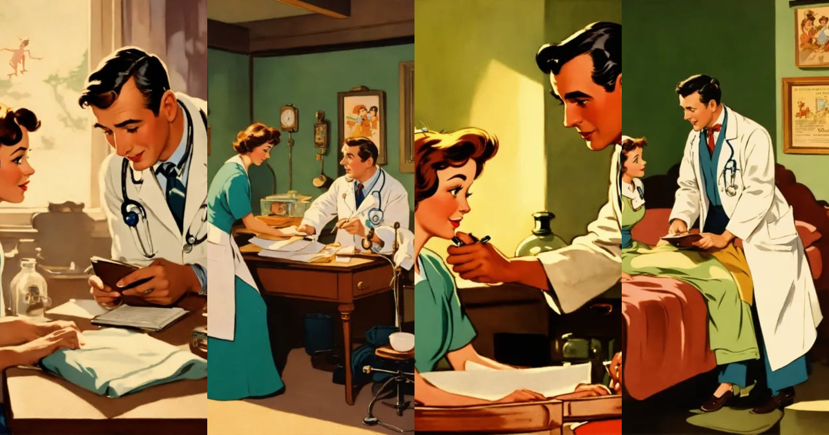 Lexica - A doctor gives advice to patient, vintage Disney art and ...