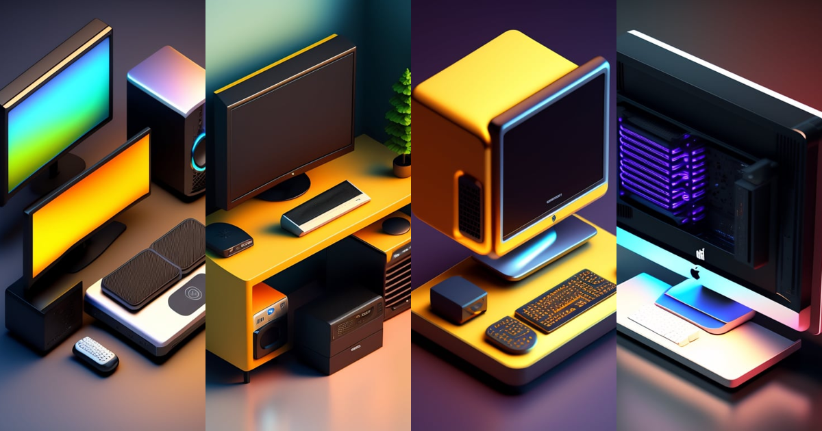 Lexica - Isometric render of a computer streaming