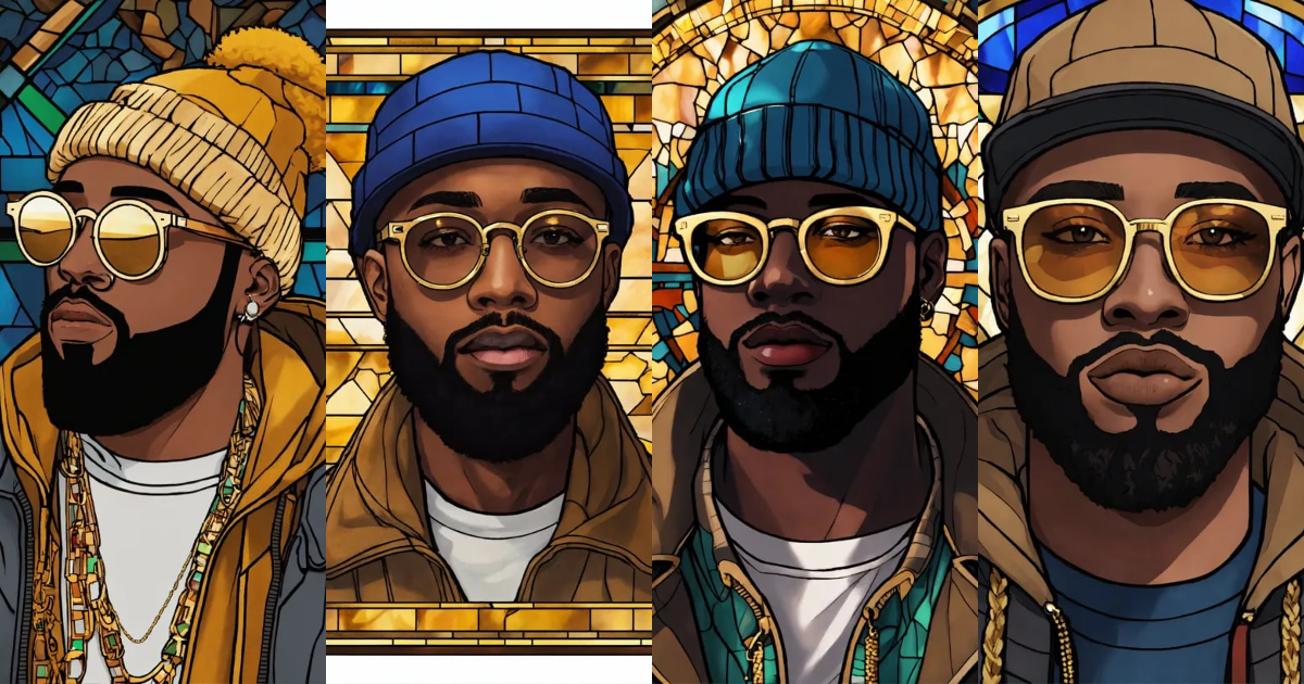 Lexica - HD, 4K, Background is a stained glass with images in the ...