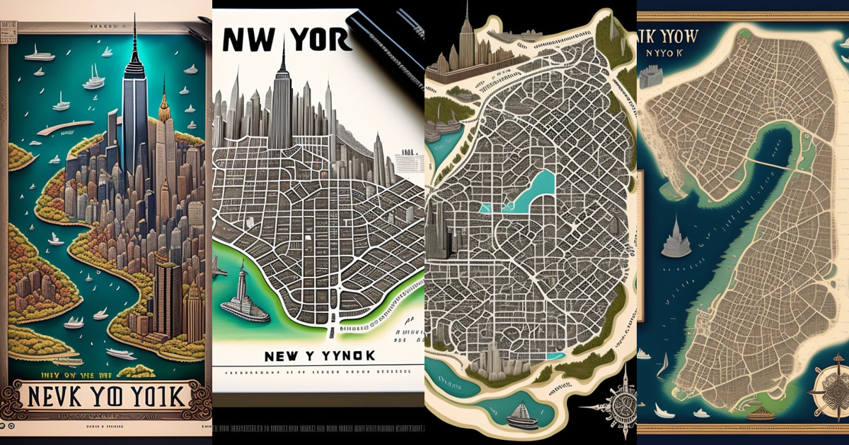 Lexica - Hand drawn rpg map of New York, ink, detailed
