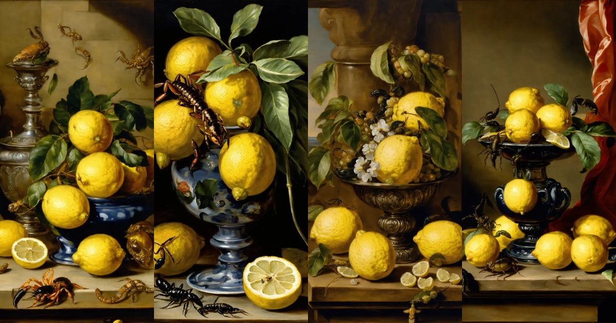 Lexica - Still life with lemons and a scorpion by Peter Paul Rubens
