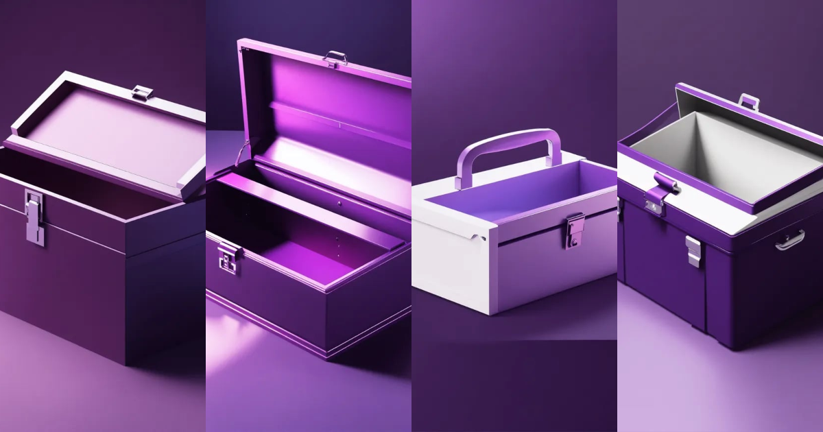 Lexica - 3D minimalist illustration of opening toolbox, shining inside ...