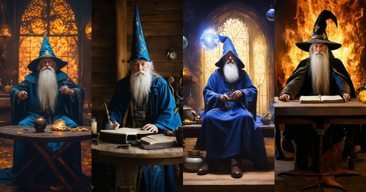 Lexica - Wizard sitting on a table
