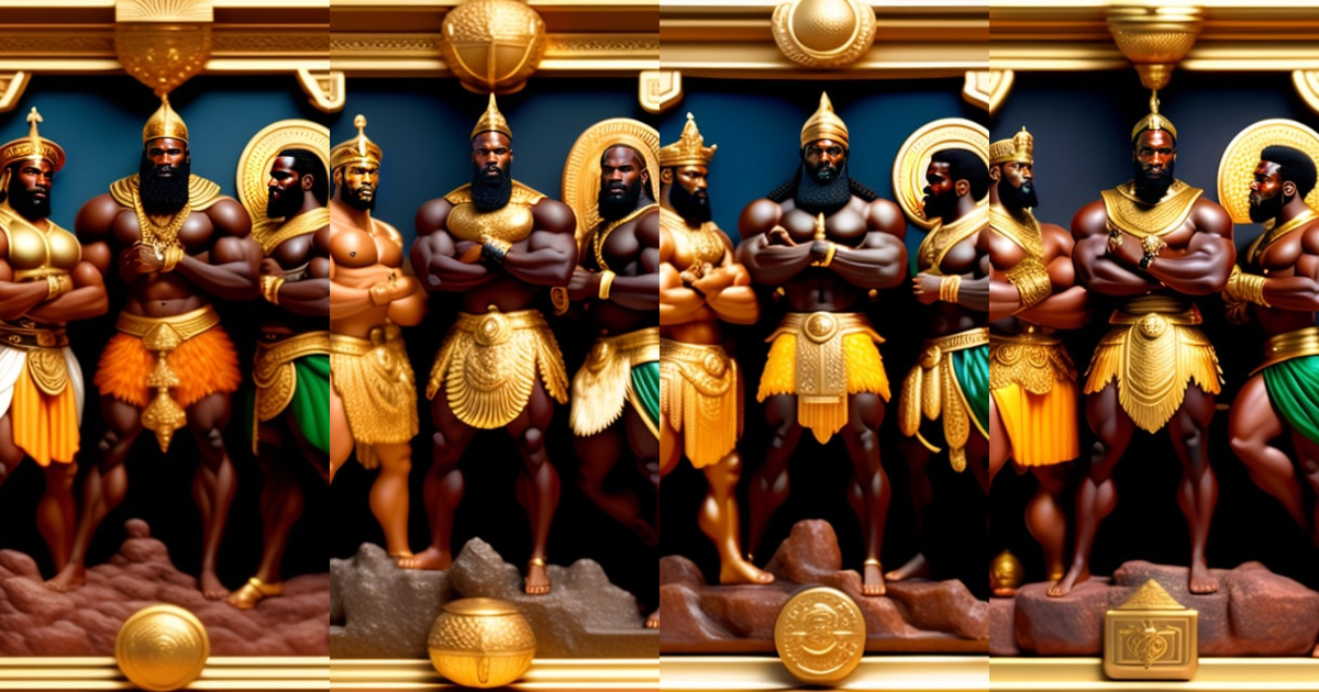 Lexica - Three muscular bearded african american men, on mount Olympus ...