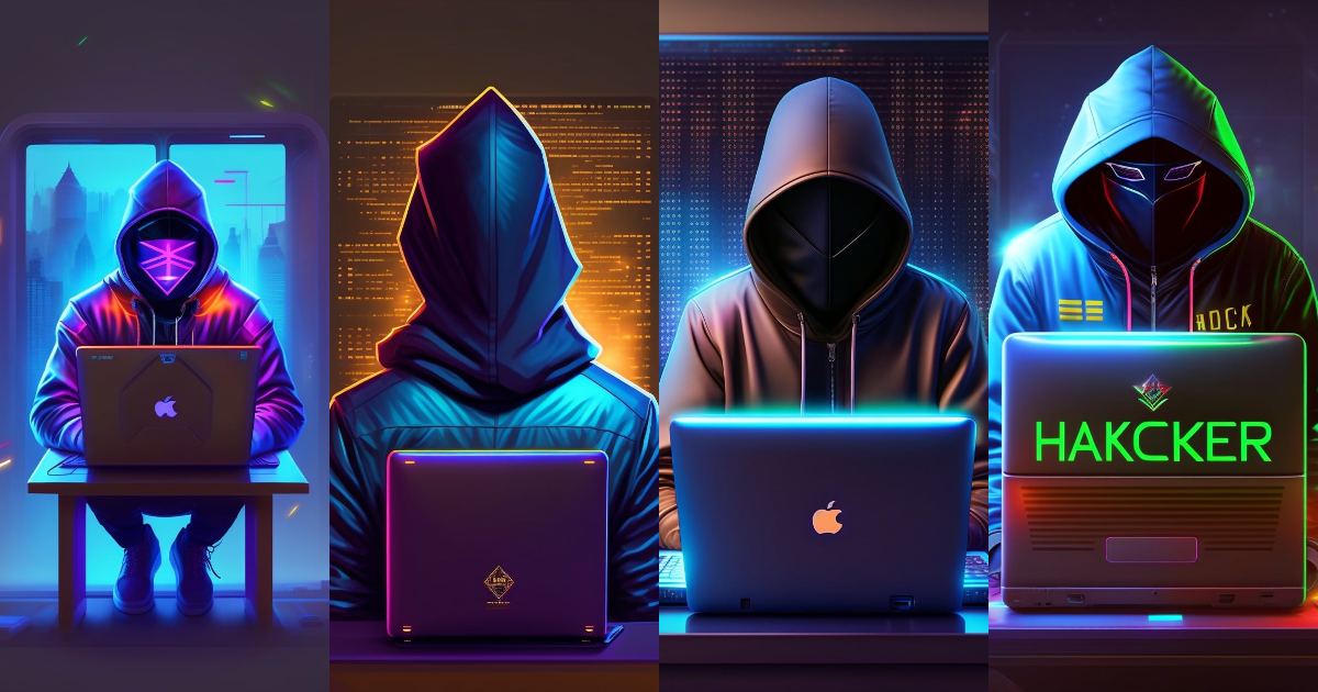 Lexica - Hacker, behind him there are many computers from top to bottom ...