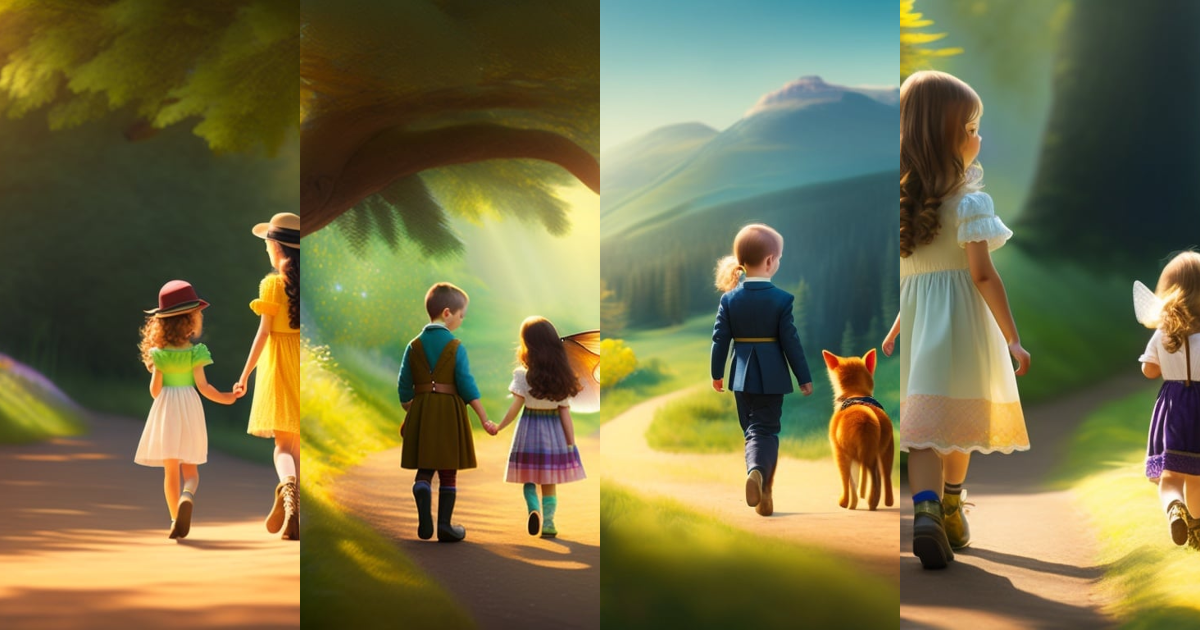 Lexica - Wide shot of Emma and Max setting off on their journey, map in ...