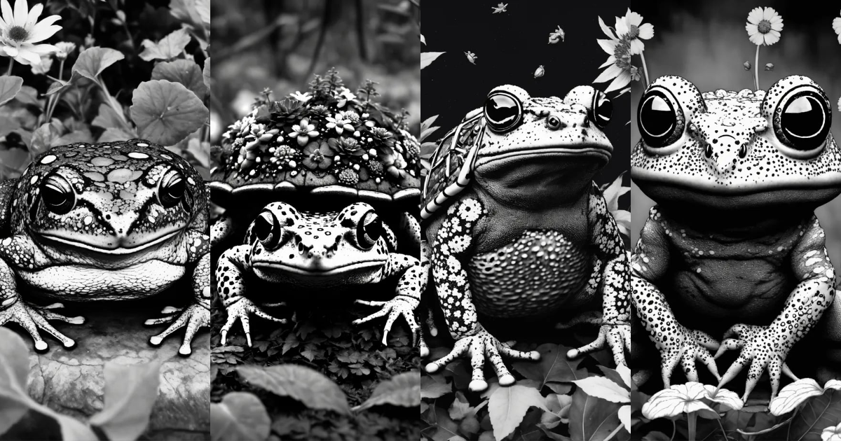 Lexica - Photorealistic Toad as a black and white Samuri QR code weed ...