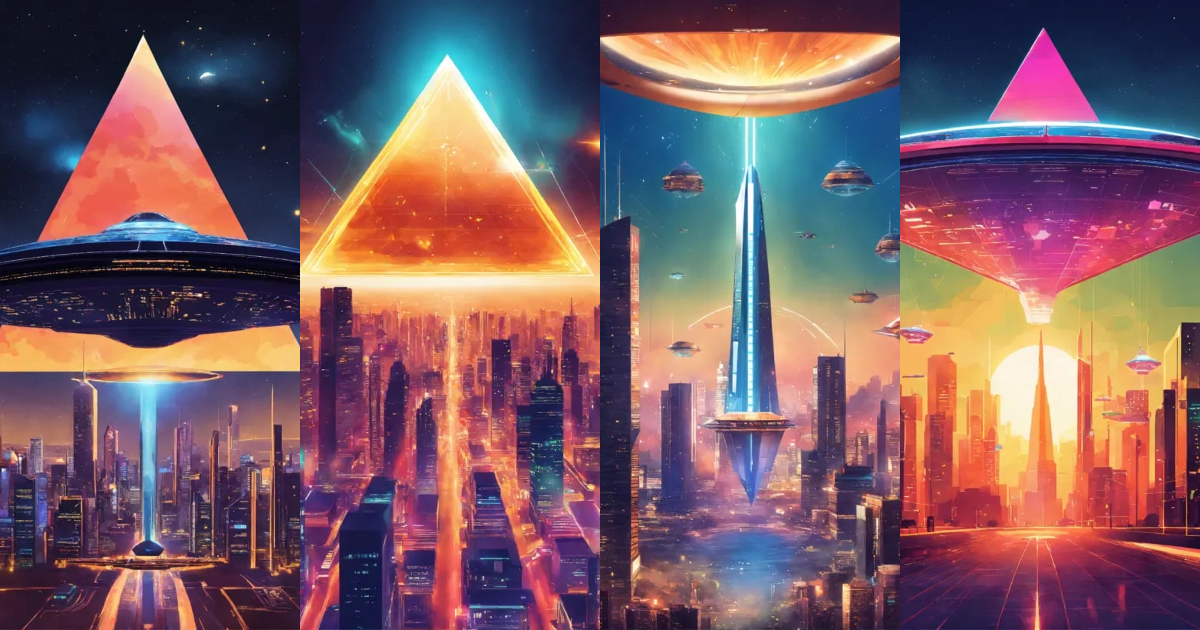 Lexica - Vector graphics, the city of the future, Triangle spaceship on ...