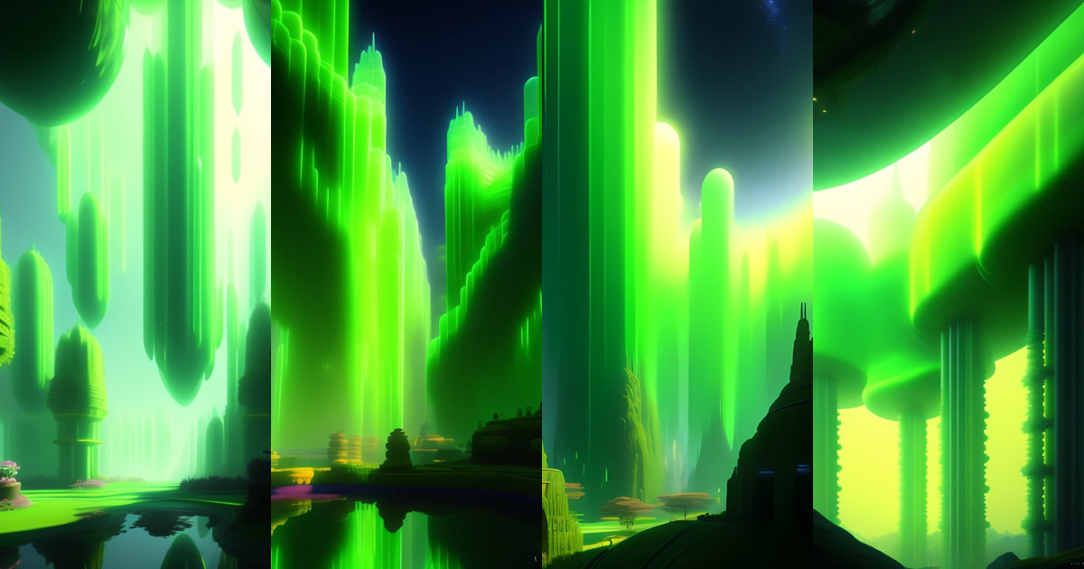 Lexica - Lush green garden dramatic perspective organic 3 d fractal ...