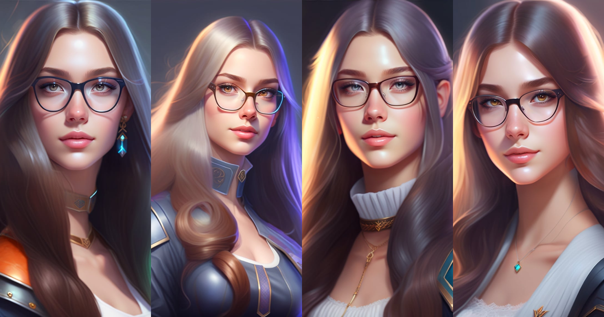 Lexica - Girl with long straight hair, fantasy style, portrait, glasses ...